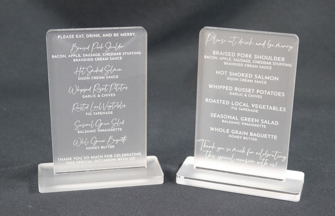 Acrylic Menu Sign Table Menu Sign Wedding Menu Event - Etsy UK