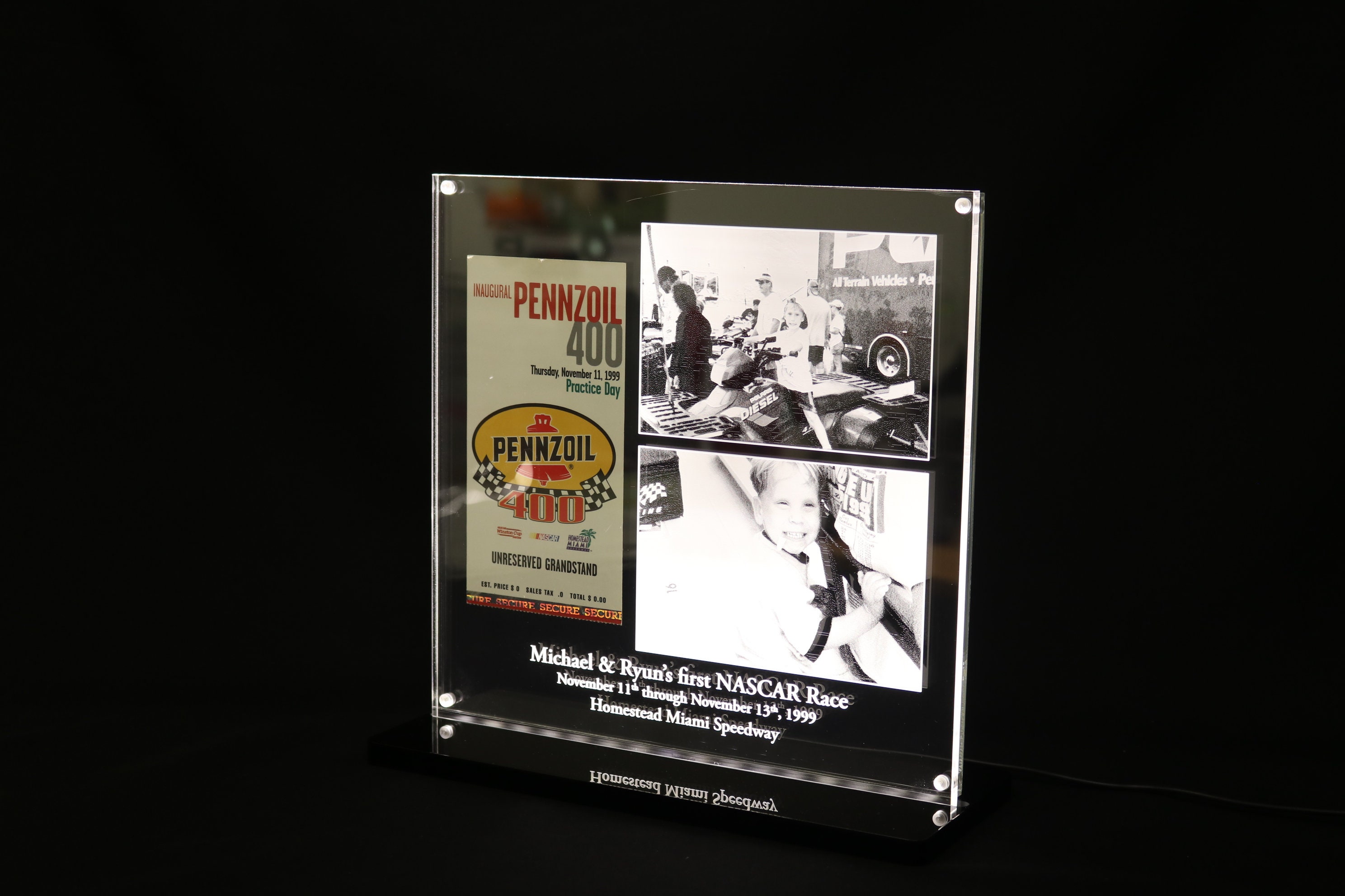 Custom Acrylic Commemorative Ticket Holder | LED Light | Shadow Box - Etsy