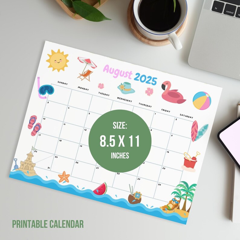 EDITABLE August 2025 Calendar Fillable Monthly, Printable Planner ...
