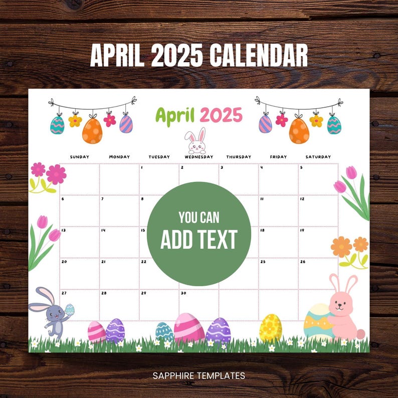 EDITABLE April 2025 Calendar, Fillable Monthly, Printable Planner ...