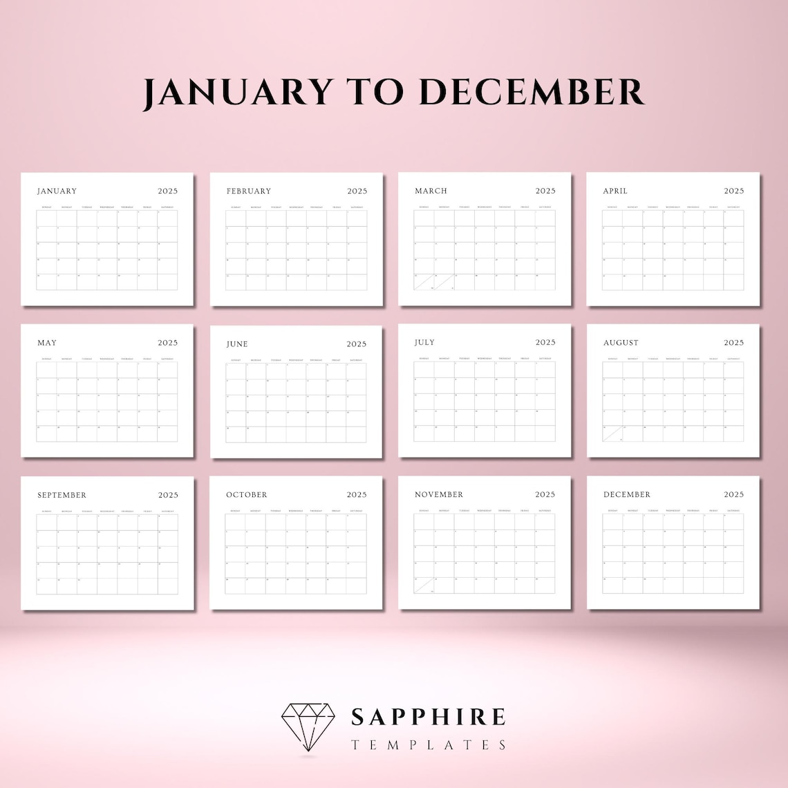 EDITABLE 2025 2026 Calendar Printable Template, Canva Monthly Calendar ...
