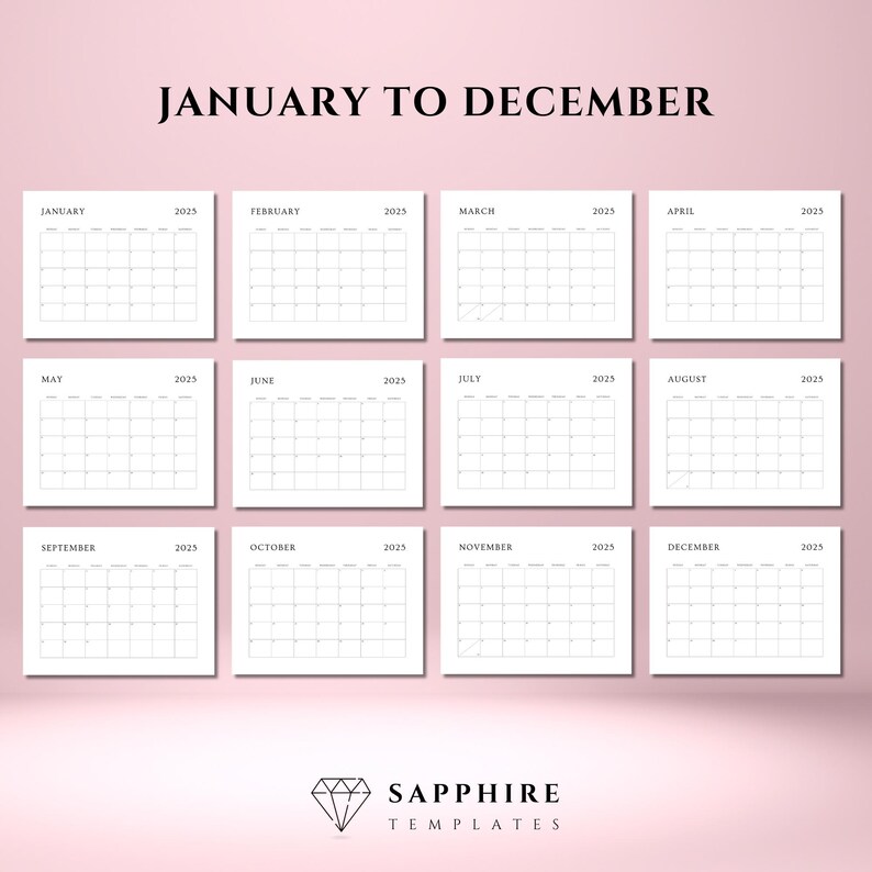EDITABLE 2025 2026 Calendar Printable Template, Canva Monthly Calendar ...