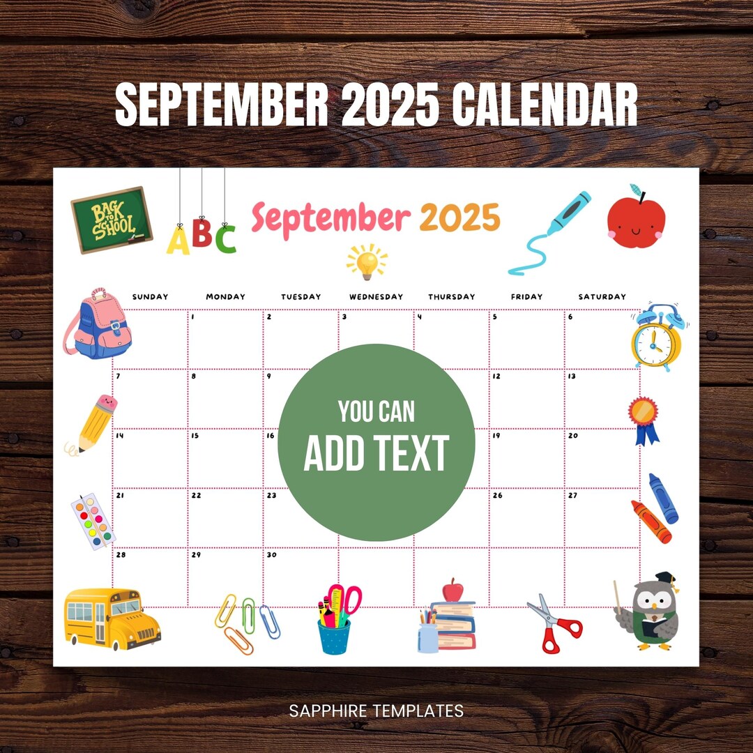 September 2025 Calendar Fillable Monthly, Printable Monthly Planner ...