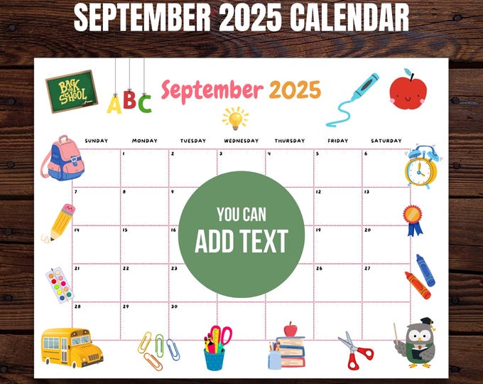 Editable September 2026 Calendar, Printable Calendar, School Calendar ...