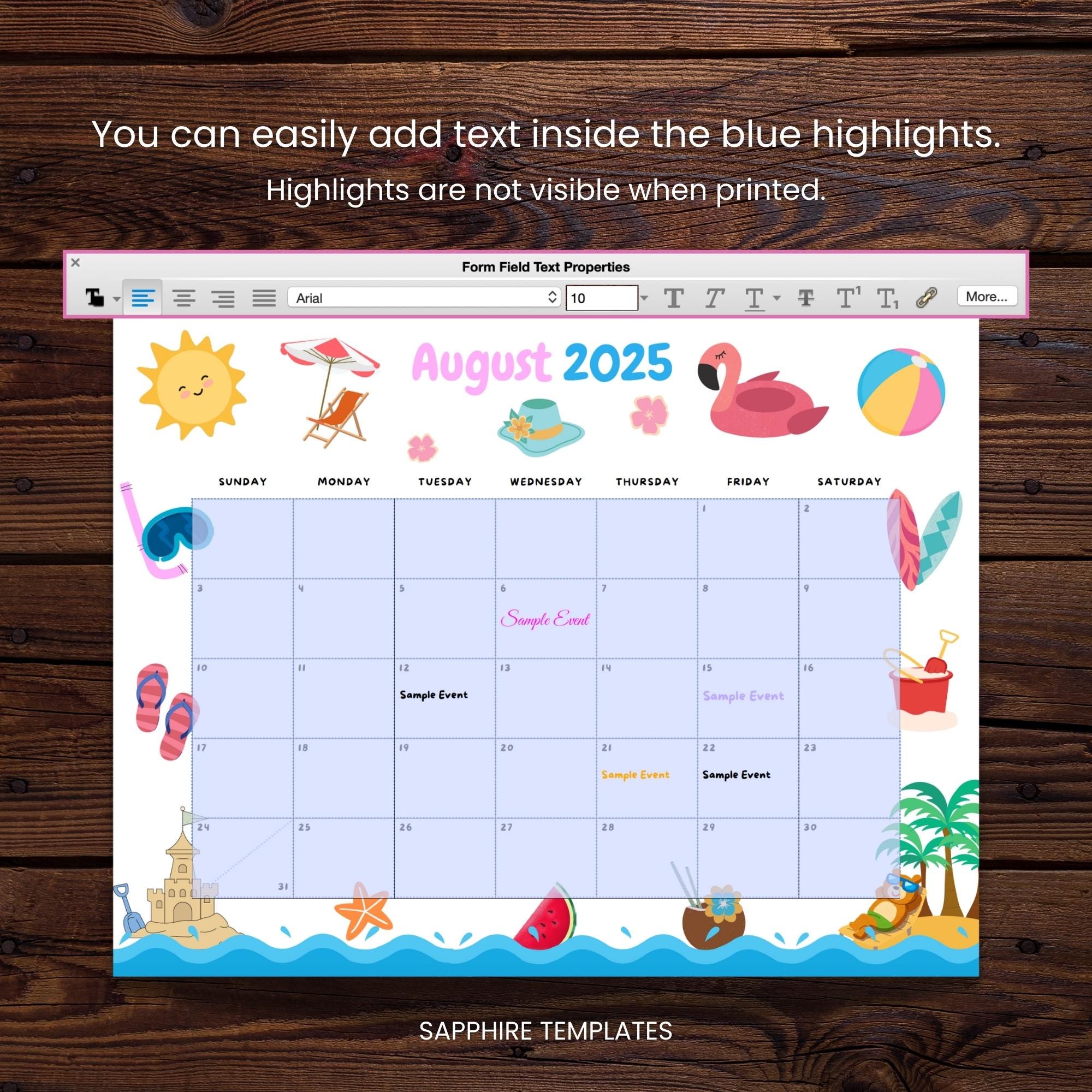 EDITABLE August 2025 Calendar Fillable Monthly, Printable Planner ...
