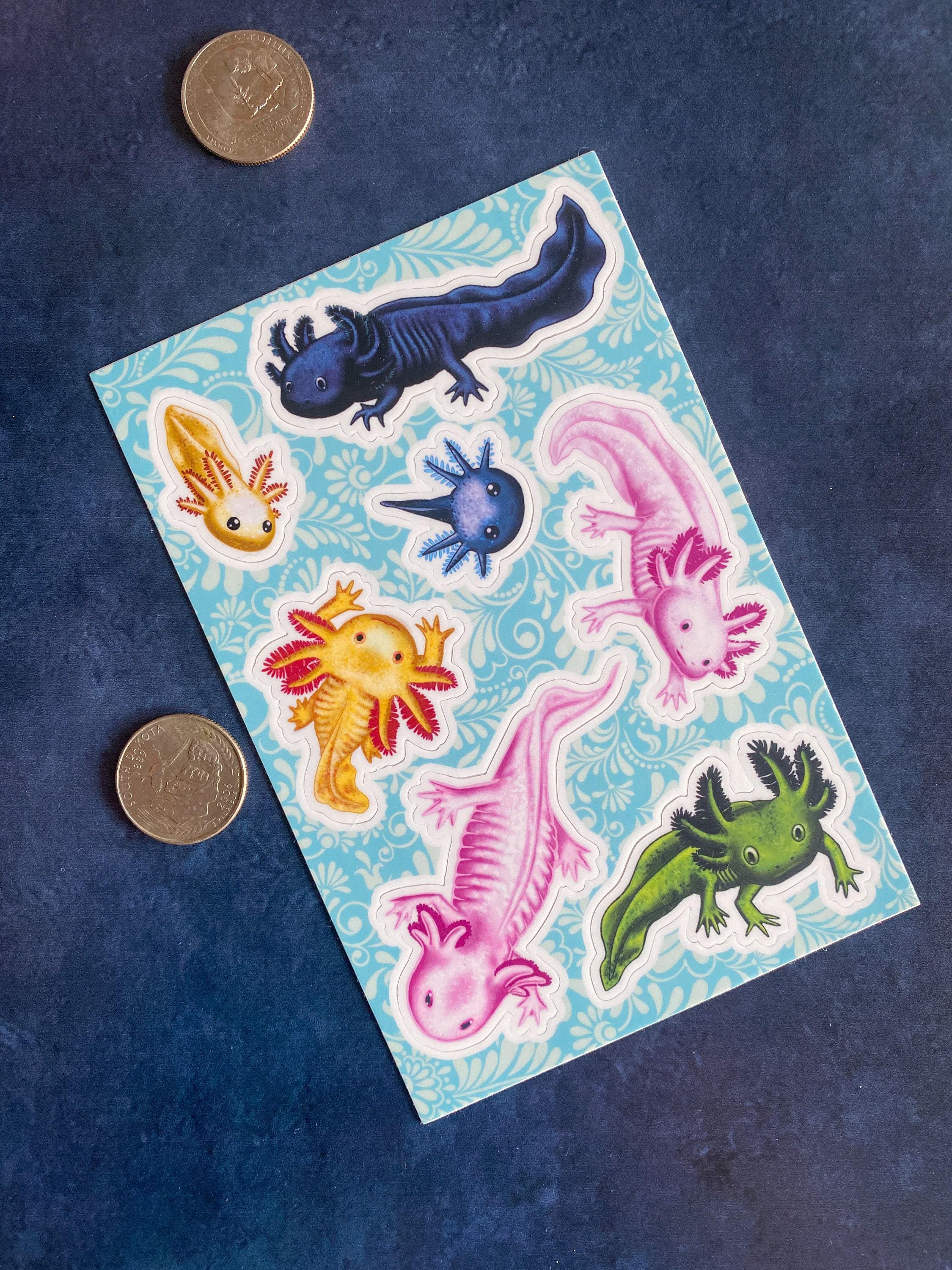 Axolotl Sticker Sheet, 4x6" Sticker Sheet, Vinyl Stickers, Water Proof ...