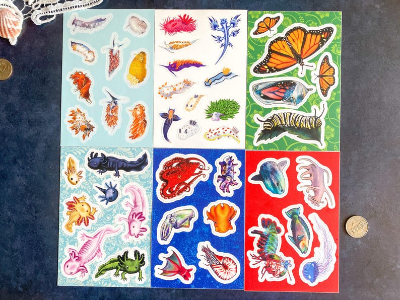 Axolotl Sticker Sheet, 4x6" Sticker Sheet, Vinyl Stickers, Water Proof ...