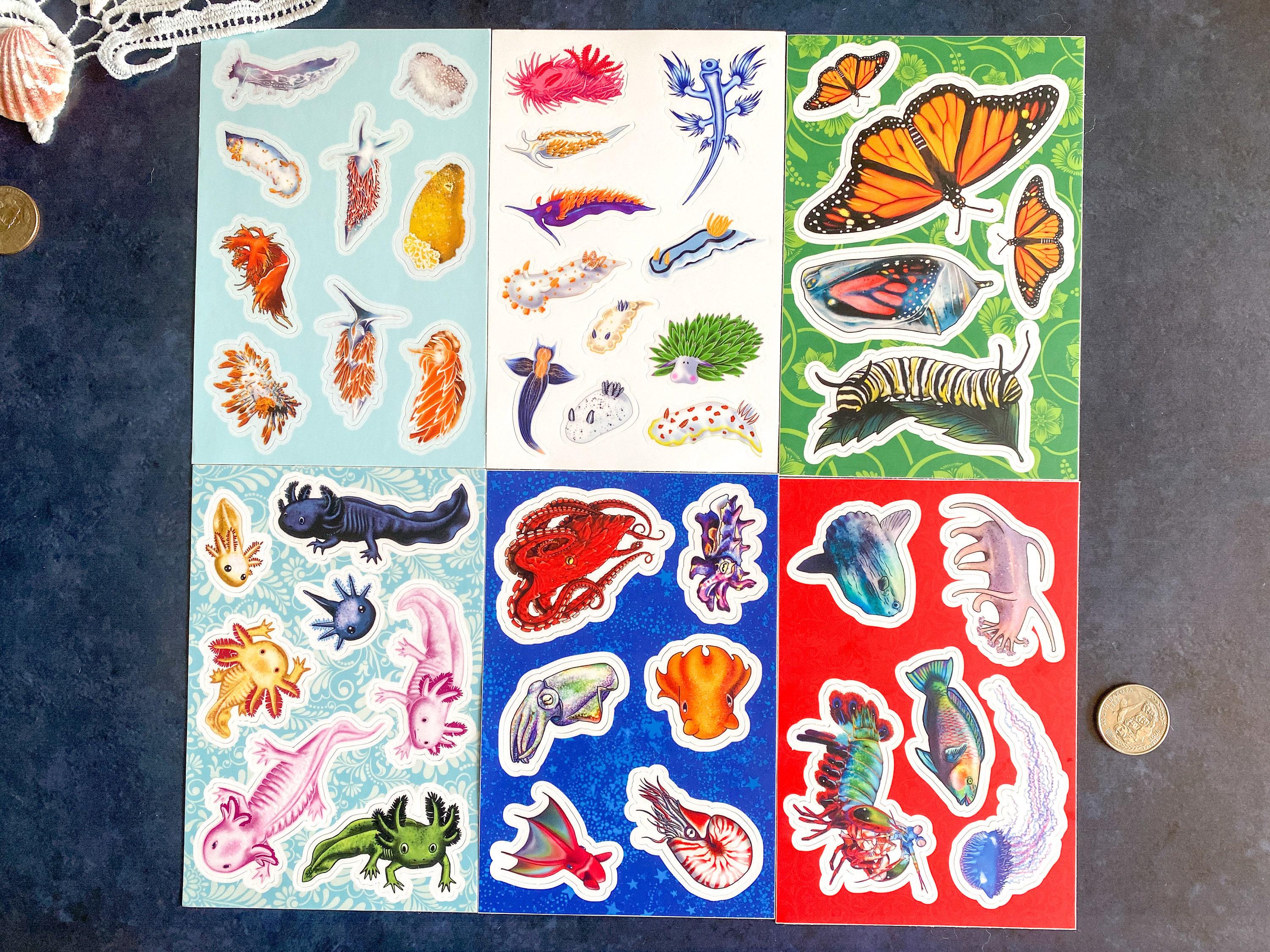 Axolotl Sticker Sheet, 4x6" Sticker Sheet, Vinyl Stickers, Water Proof ...