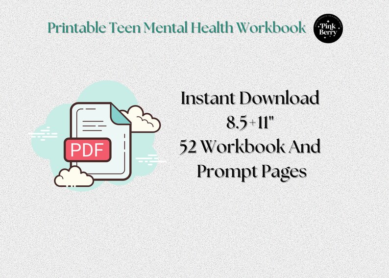 Teen Mental Health Workbook Printable Therapy Worksheet Set for Teens ...