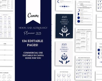 Commercial Use Canva Astrology and Moon Journal, Planner 2024 Editable ...