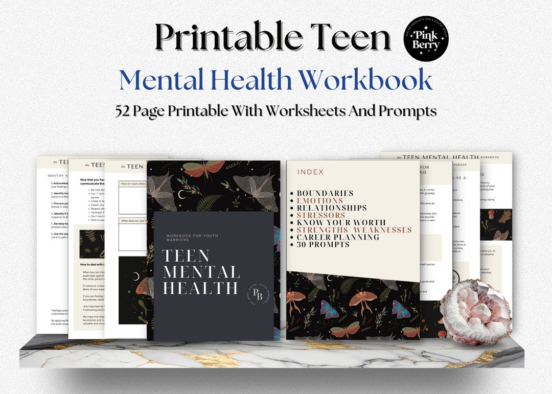 Teen Mental Health Workbook- Printable Therapy Worksheet Set for Teens ...