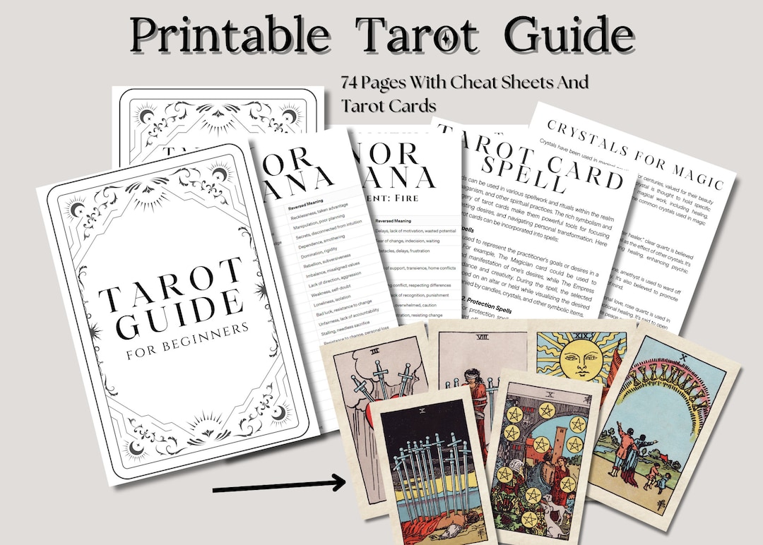 Printable Tarot Beginner's Guide and Cheat Sheets - Rider Waite Card ...