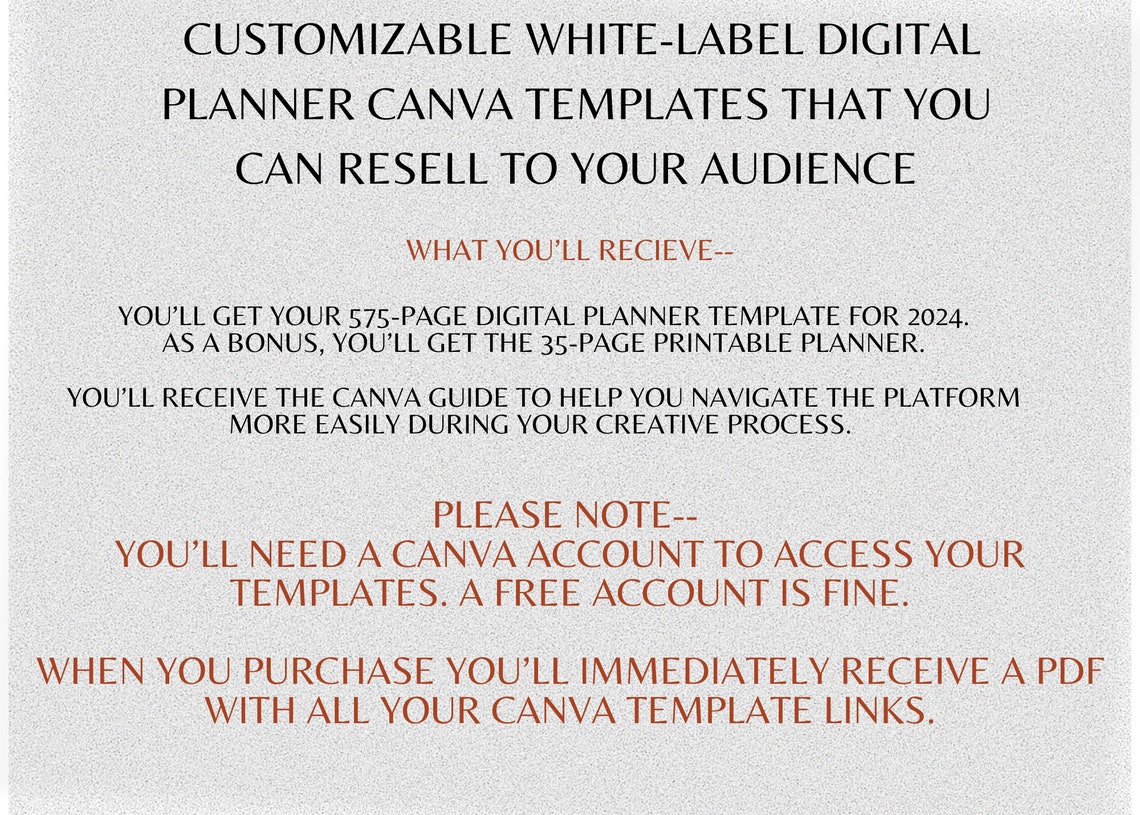 Digital Planner Canva Templates for 2024 575 Page Customizable White ...