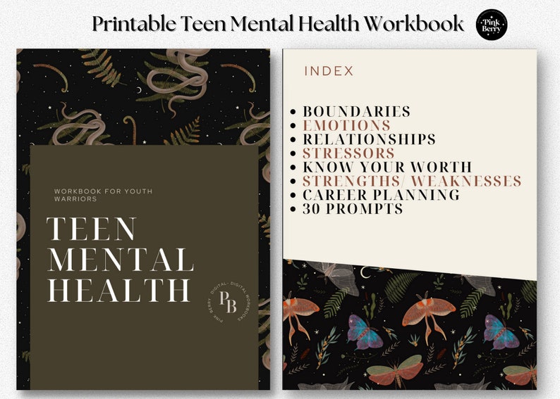 Teen Mental Health Workbook- Printable Therapy Worksheet Set for Teens ...