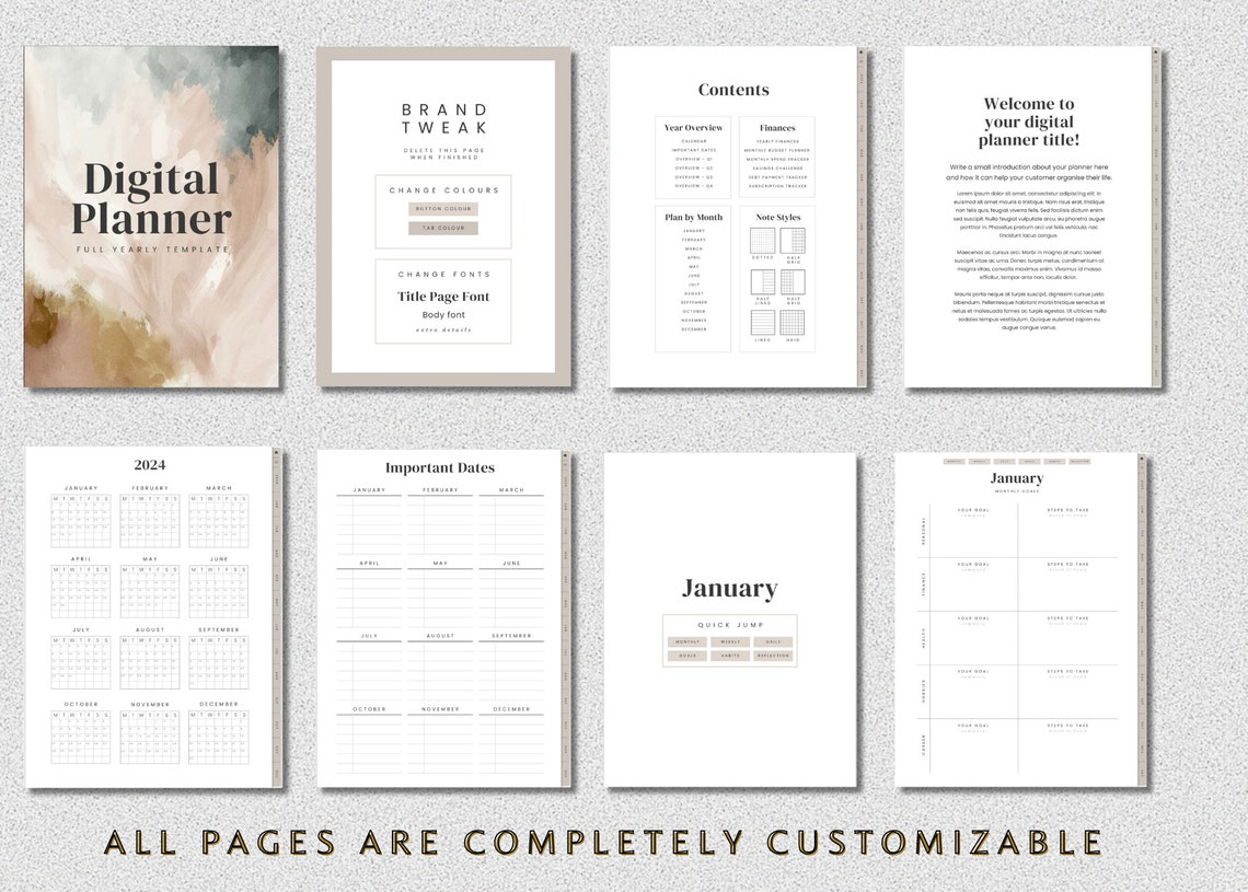 Digital Planner Canva Templates for 2024 575 Page Customizable White ...