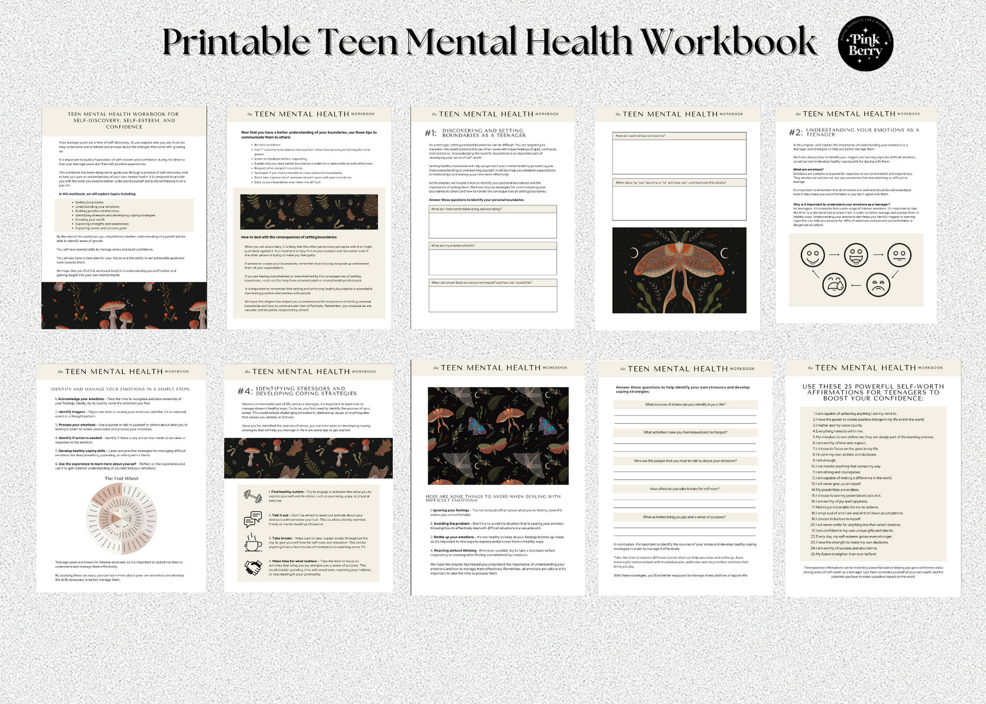 Teen Mental Health Workbook Printable Therapy Worksheet Set for Teens ...