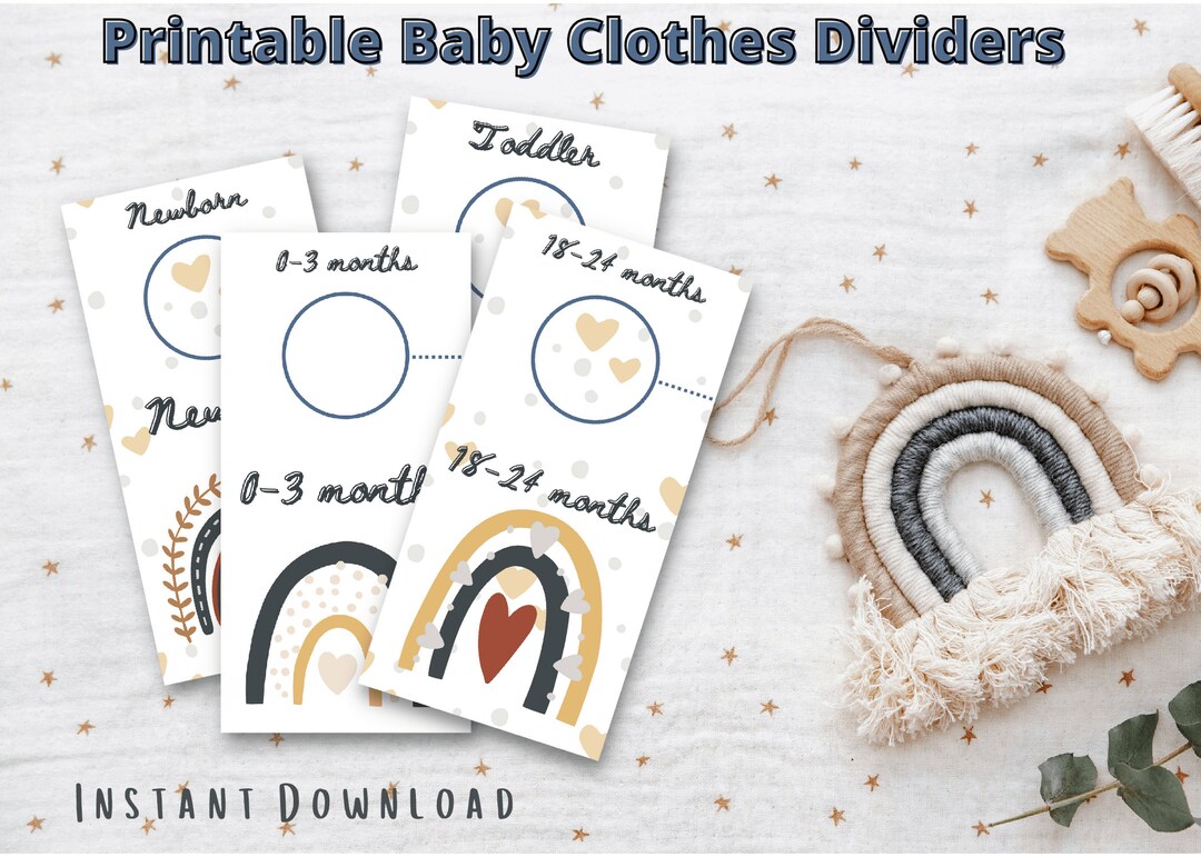 Printable Gender Neutral Rainbow Baby Closet Separators, Nursery ...