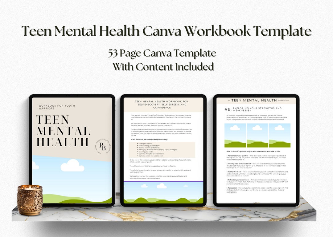 Canva Template Printable- Teen Mental Health Workbook- Fully Editable ...