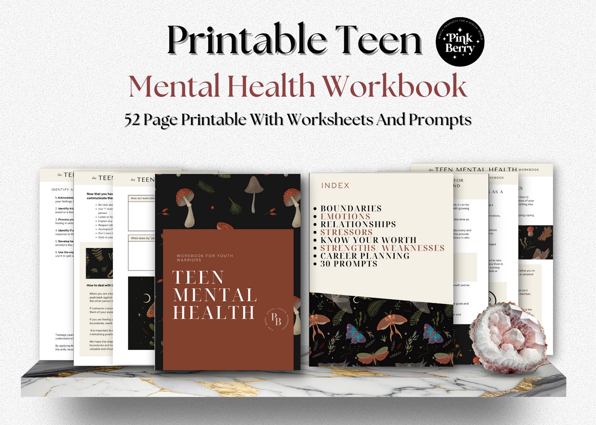 Teen Mental Health Workbook- Printable Therapy Worksheet Set for Teens ...