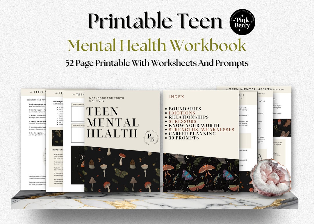 Teen Mental Health Workbook- Printable Therapy Worksheet Set for Teens ...