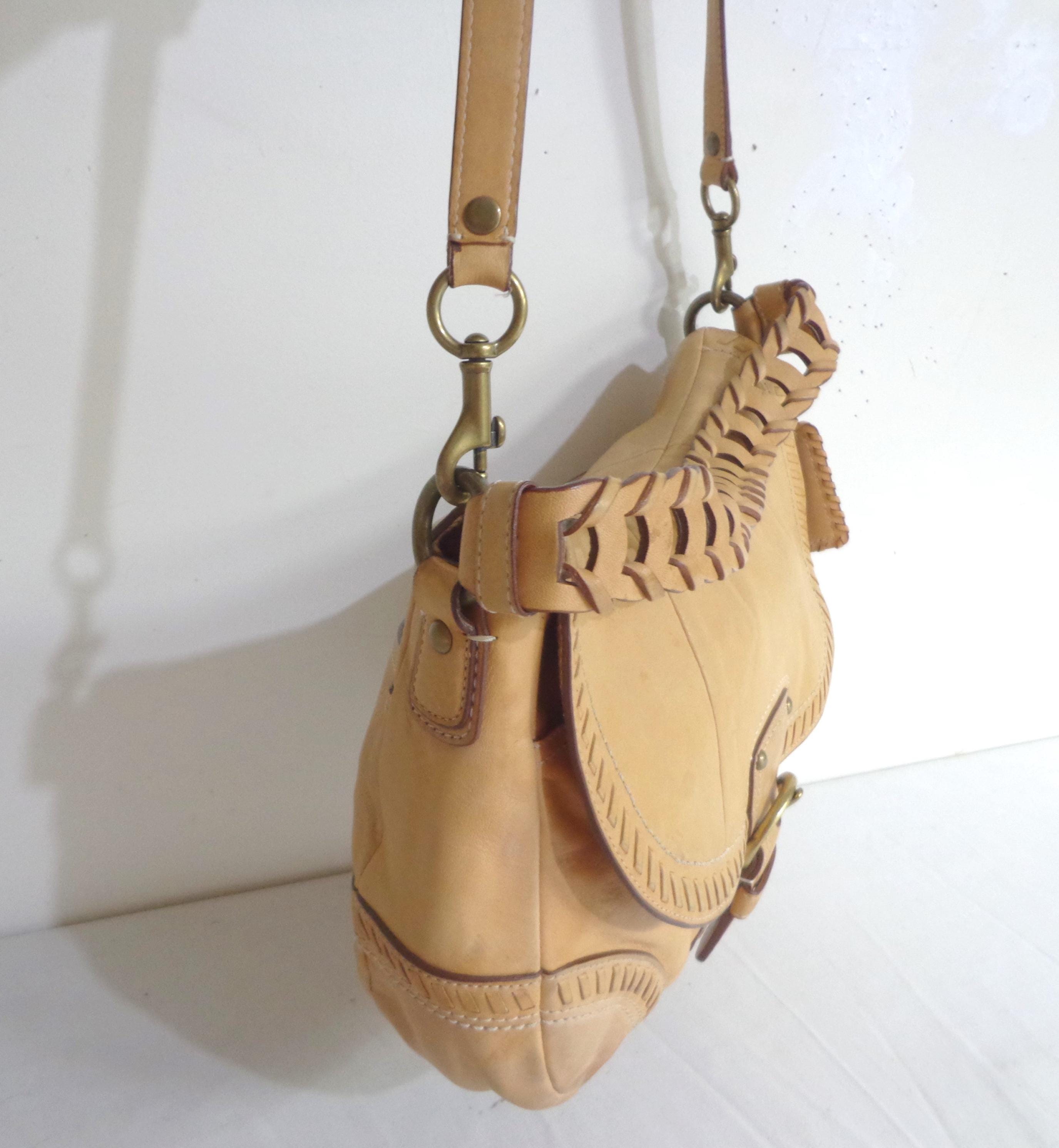 Coach Poppy Whipstitch 19004 Varchetto Tan Leather Bag Braided Strap ...