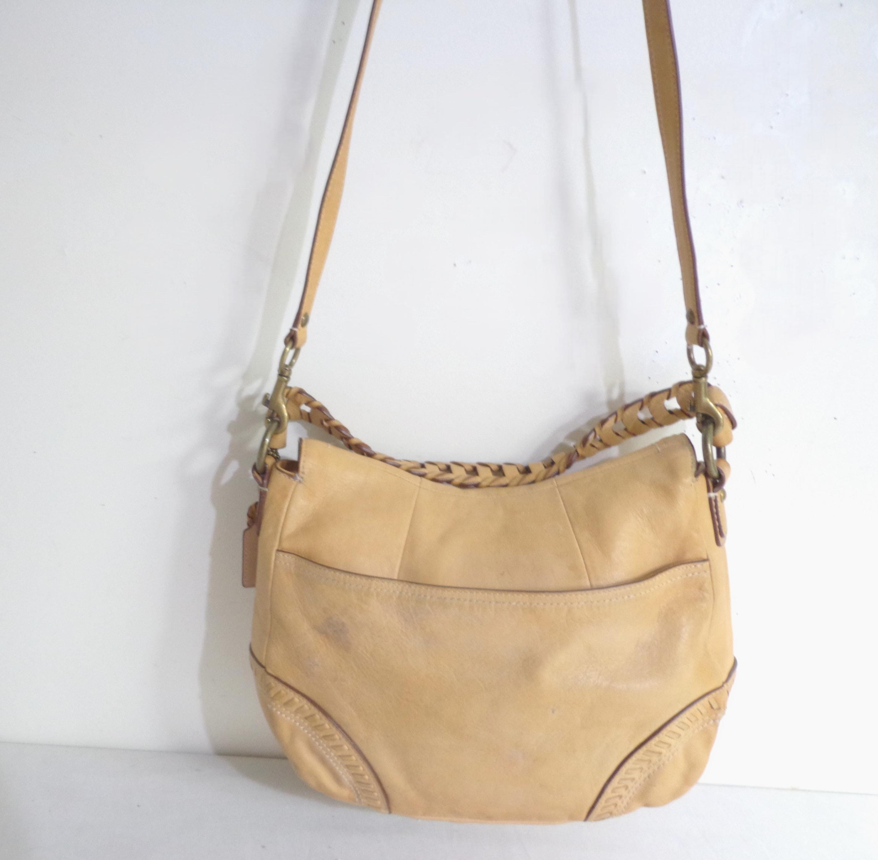 Coach Poppy Whipstitch 19004 Varchetto Tan Leather Bag Braided Strap ...