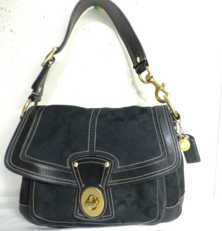 COACH Legacy Ali Flap Shoulder Bag Black Leather Bleecker Hobo ...