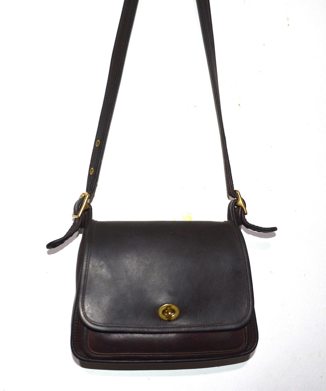 Coach Legacy RAMBLERS 9061 Vintage Dark Brown Grain Leather Flap Turn ...