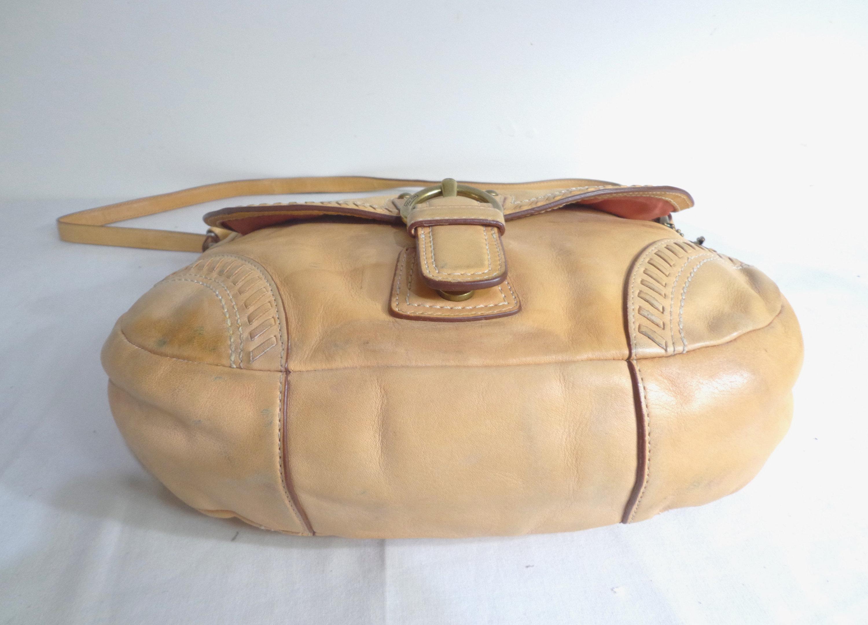 Coach Poppy Whipstitch 19004 Varchetto Tan Leather Bag Braided Strap ...