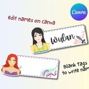Classroom Princess Name Tags, Elementary School Labels, Cute Book ...