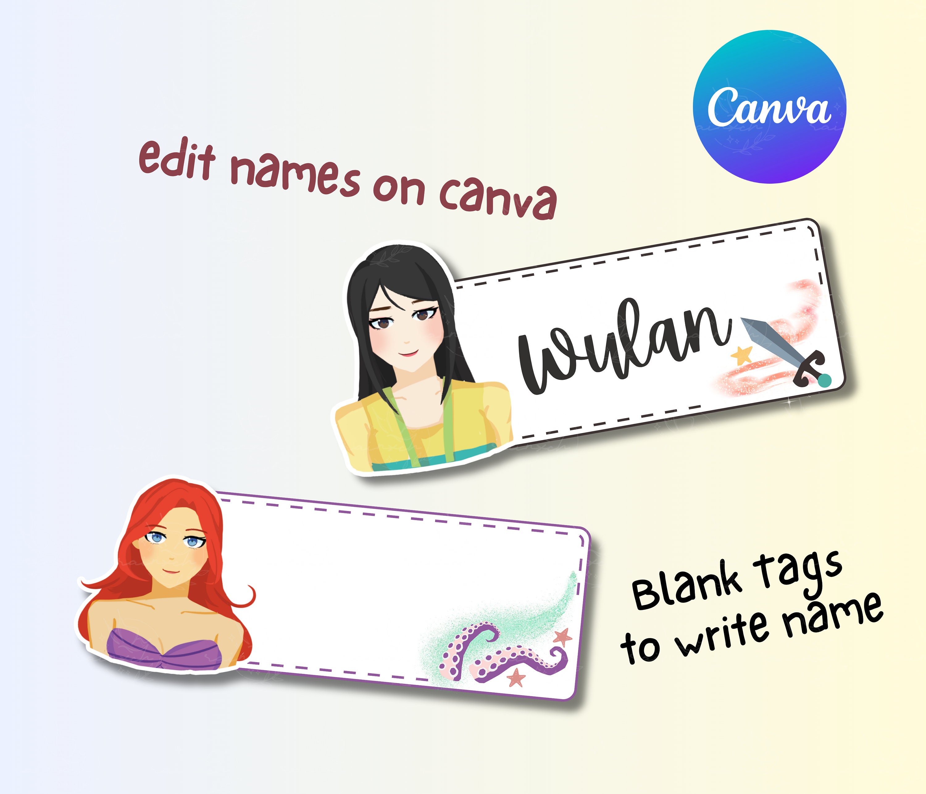 Classroom Princess Name Tags, Elementary School Labels, Cute Book ...