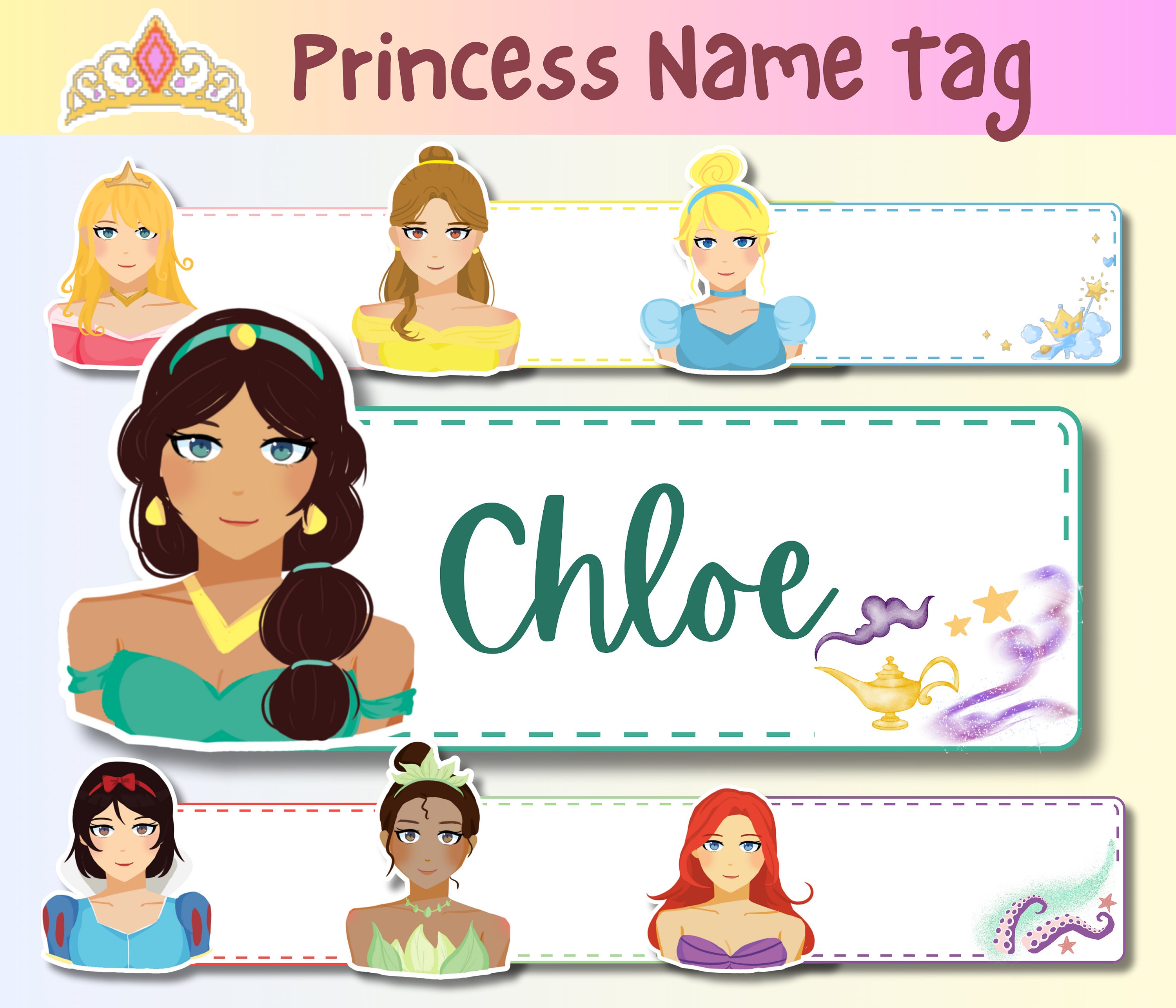 Classroom Princess Name Tags, Elementary School Labels, Cute Book ...