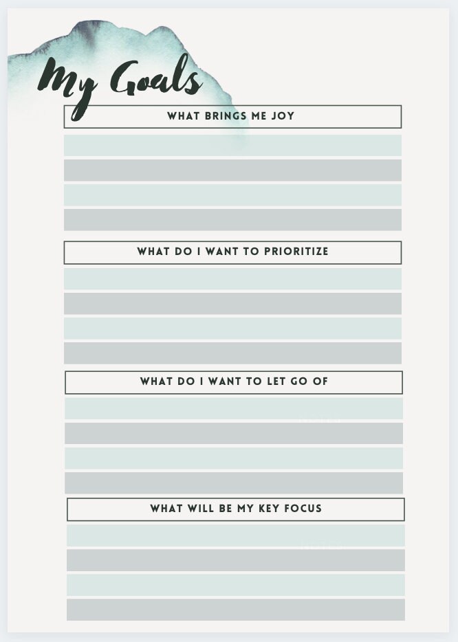 Printable Goals Sheet - Etsy