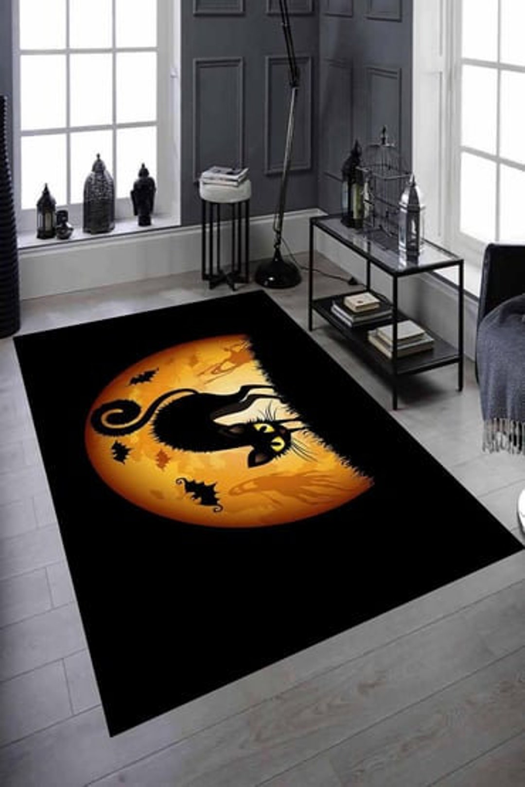 Decorative Scary Cat Patterned Halloween Carpet Modern - Etsy