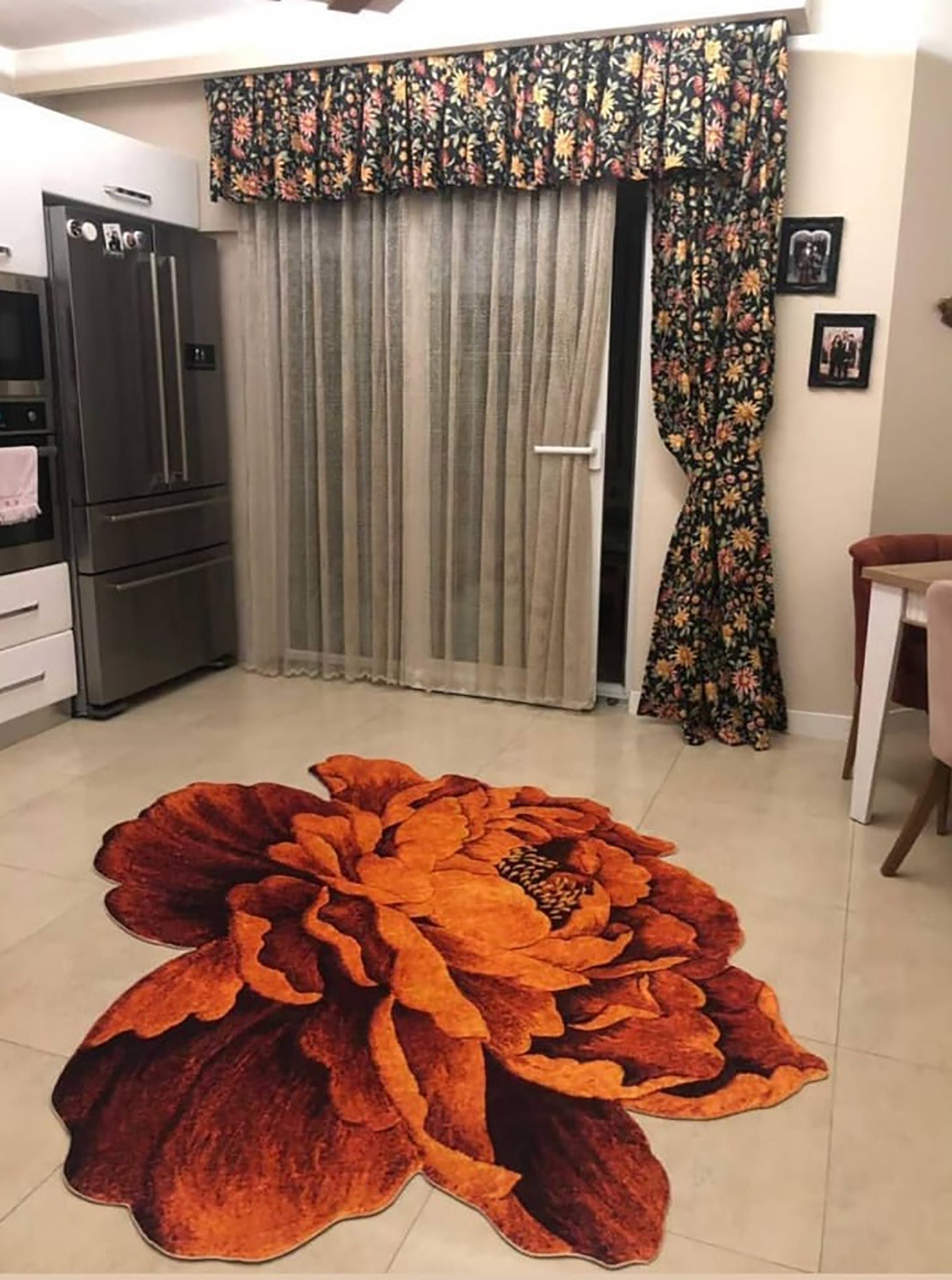 Flower Theme Carpet Custom Cut Rug Floral Pattern Bedside - Etsy