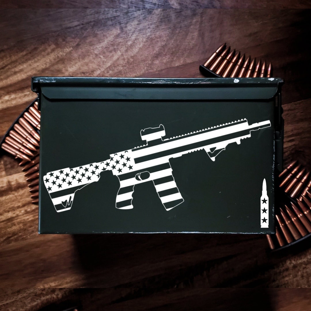 AR-15 USA Flag Gun Decal – Pro 2A Patriotic Vinyl Sticker for Gun ...