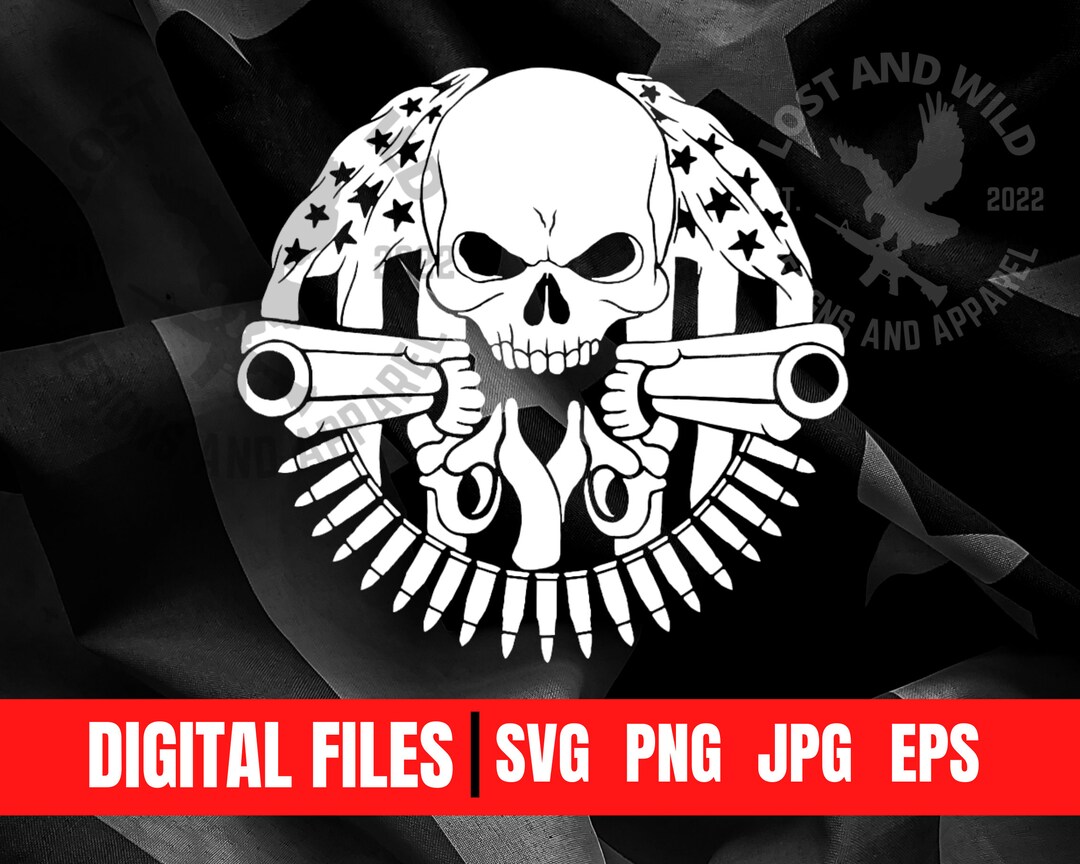 Skulls With Guns Patriotic SVG Gun Instant Download Design for American ...