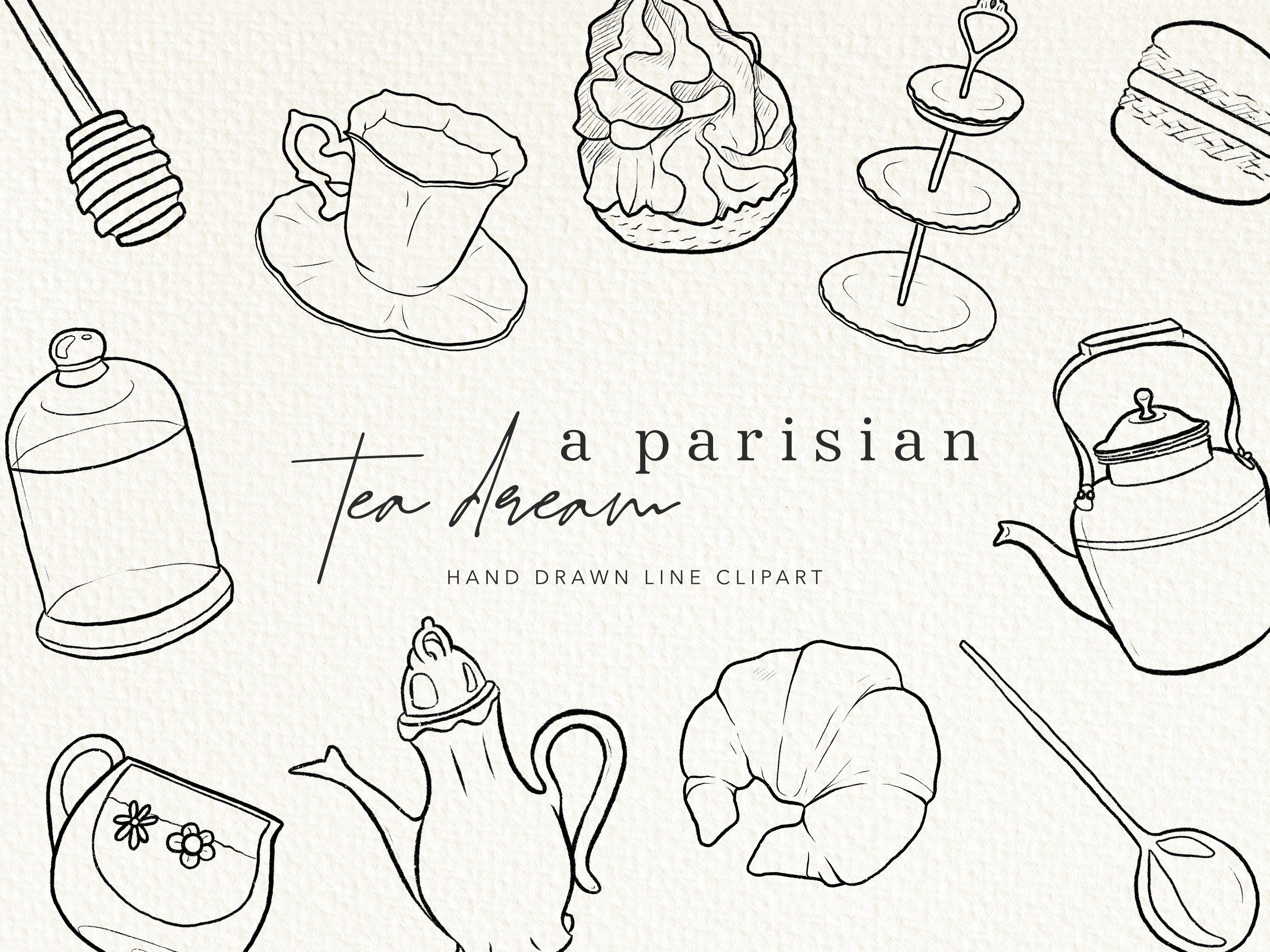 High Tea Clip Art Black And White