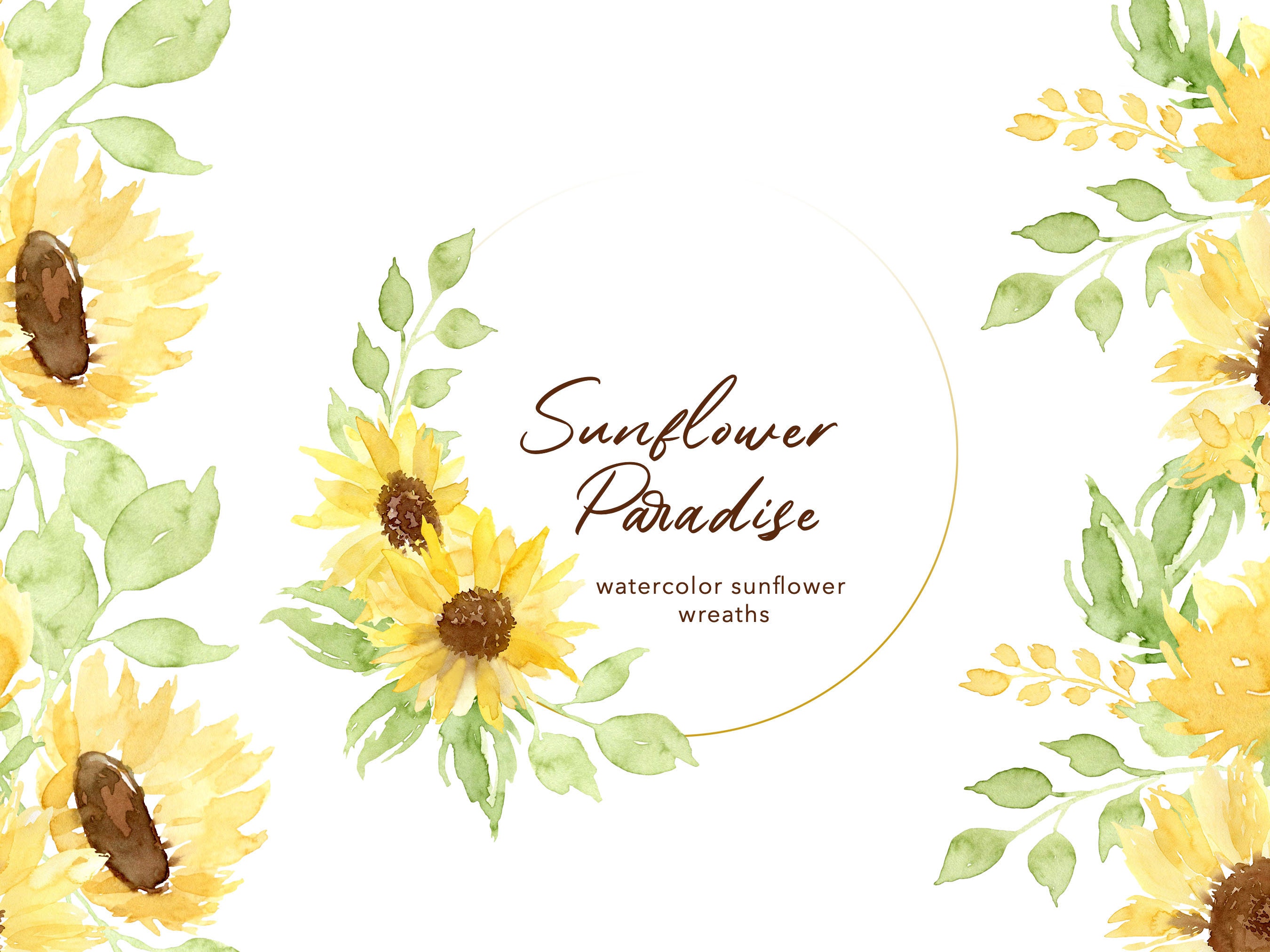 Sunflower Watercolor Wreaths Clipart Sunflower Arrangements - Etsy