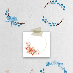 Blue Watercolor Wreath Floral Clipart, Floral Bouquets Clipart, Spring ...