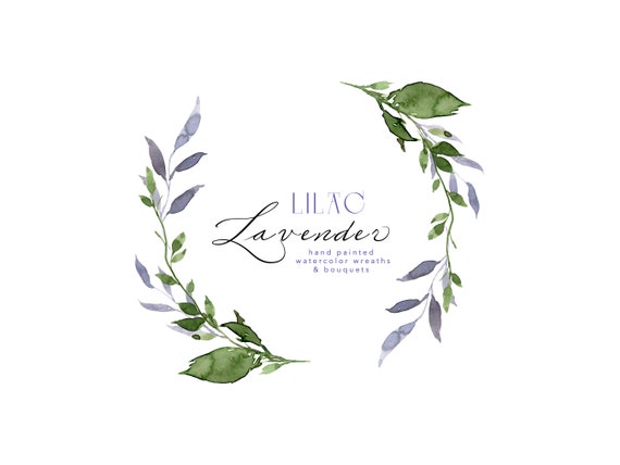 Lilac Lavender Watercolor Floral Wreaths Clipart Floral | Etsy