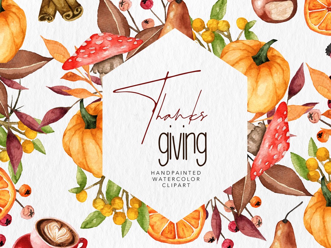 Watercolor Thanksgiving Frames Clipart, Autumn Clipart, First Day of ...