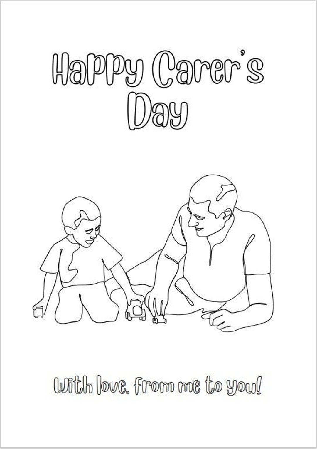 Carer's Day Colouring & Activity Book - Male Carer - Etsy