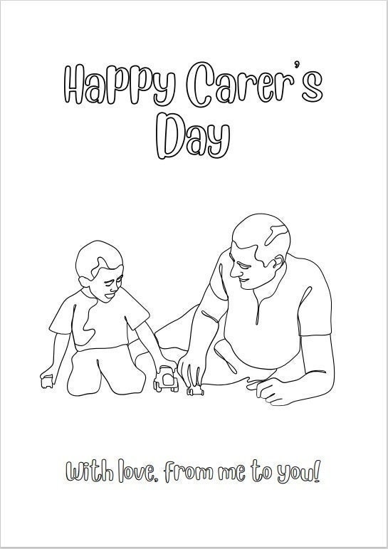 Carer's Day Colouring & Activity Book - Male Carer - Etsy Australia