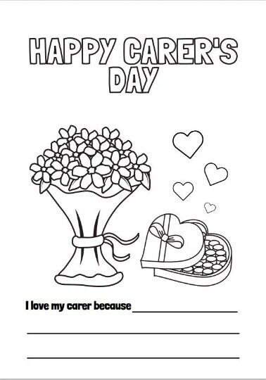 Carer's Day Colouring & Activity Book - Male Carer - Etsy Australia