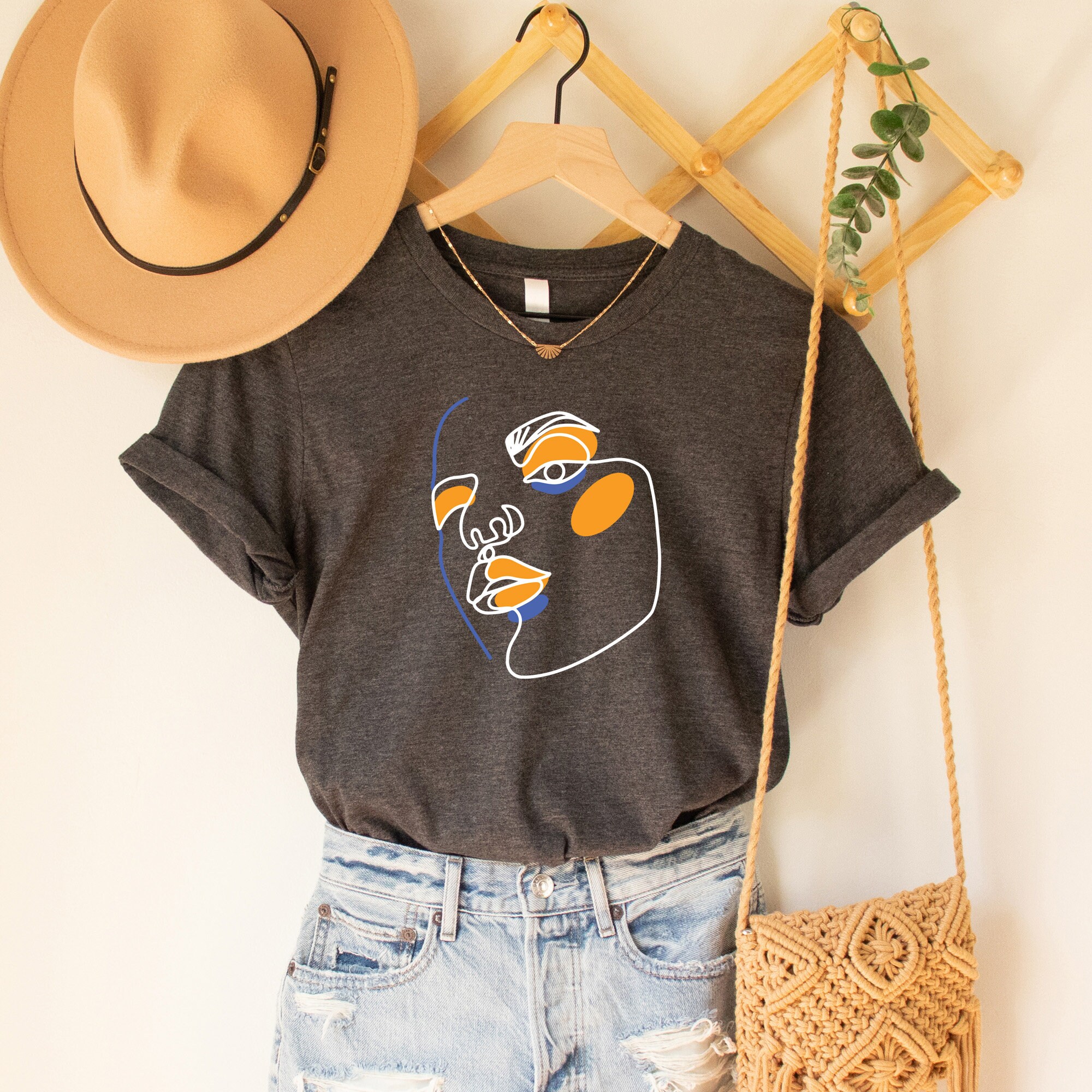 Abstract Face Design Abstract Face Shirt Line Drawing Tee - Etsy