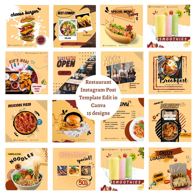 Restaurant Instagram Templates, Food Instagram Template, Social Media ...