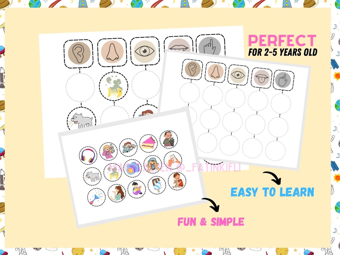 5 Senses Learning Printable PDF File 1 Page | Preschool Worksheet ...