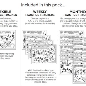 Music Practice Tracker | Piano Log, Sheet, Reward Chart With Weekly ...