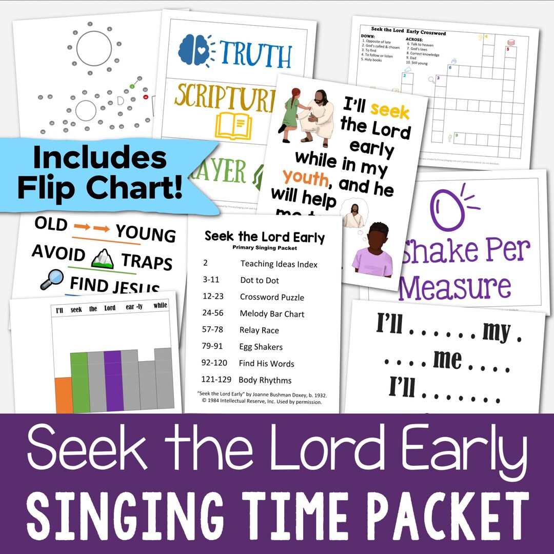 Seek the Lord Early Singing Time Packet 7 Teaching Ideas LDS Song Flip ...